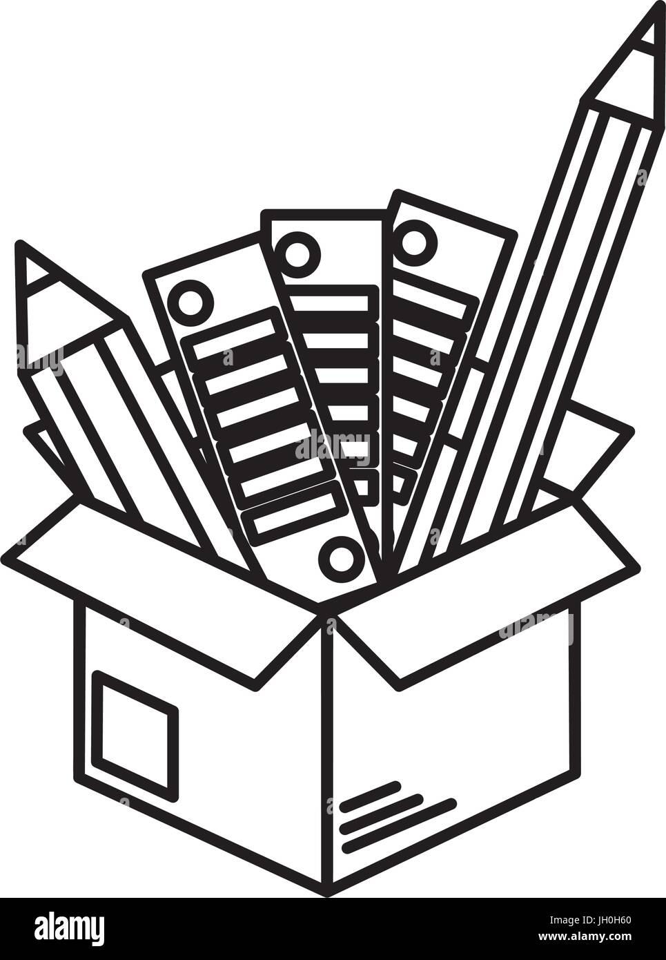 line box with pencils and palettes inside Stock Vector Image & Art - Alamy