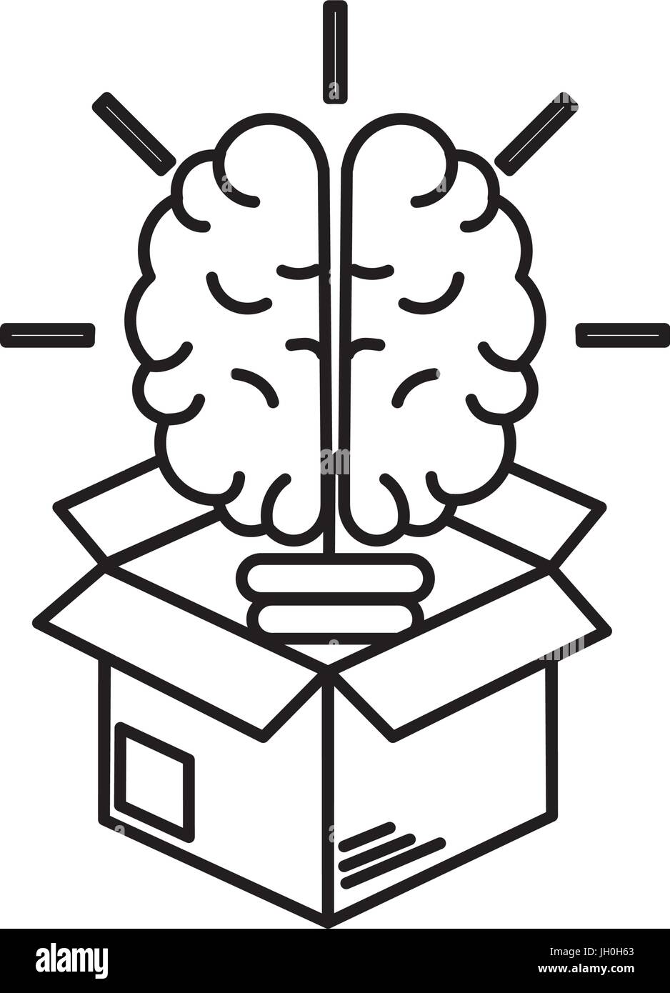 line box with creative bulb brain inside Stock Vector Image & Art - Alamy