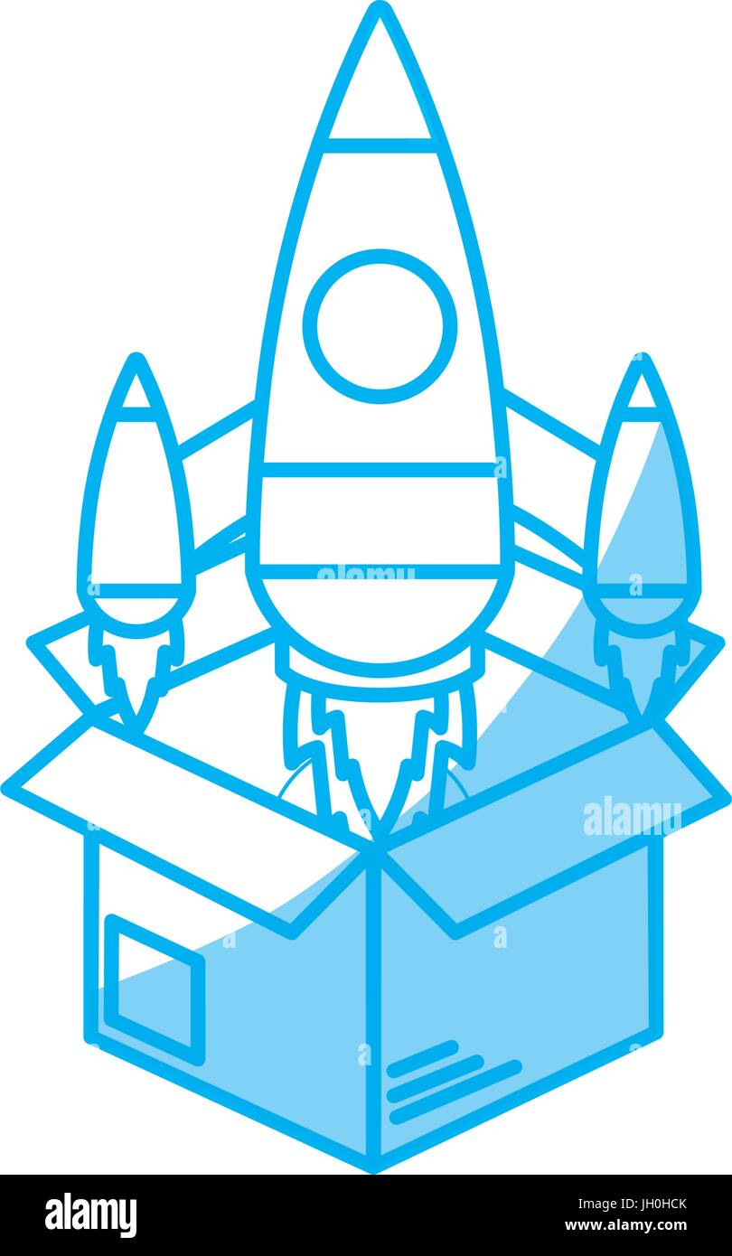 silhouette box with technology rocket out side Stock Vector Image & Art ...