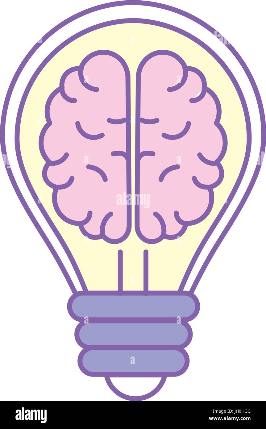 creative bulb with brain inside over white background Stock Vector ...