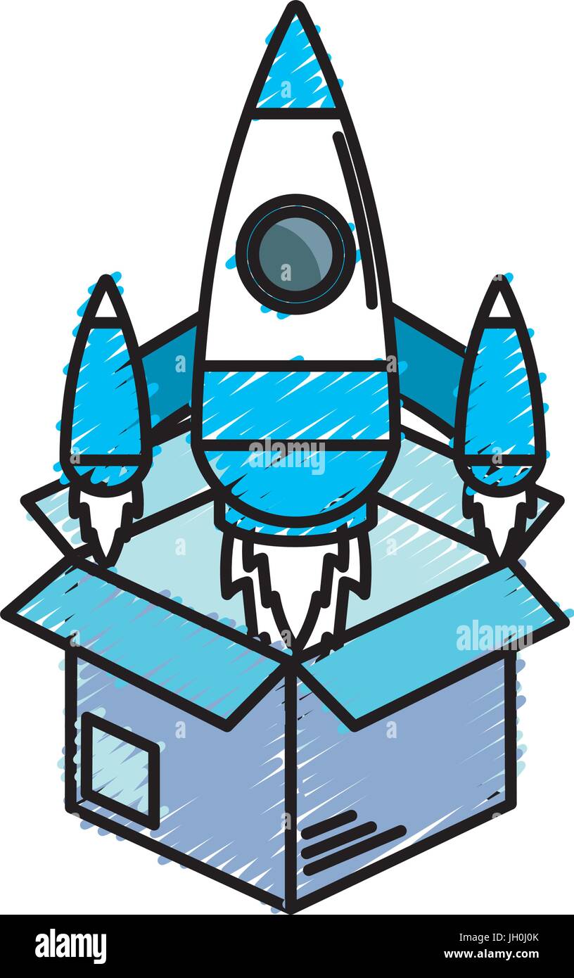box with technology rocket out side Stock Vector Image & Art - Alamy