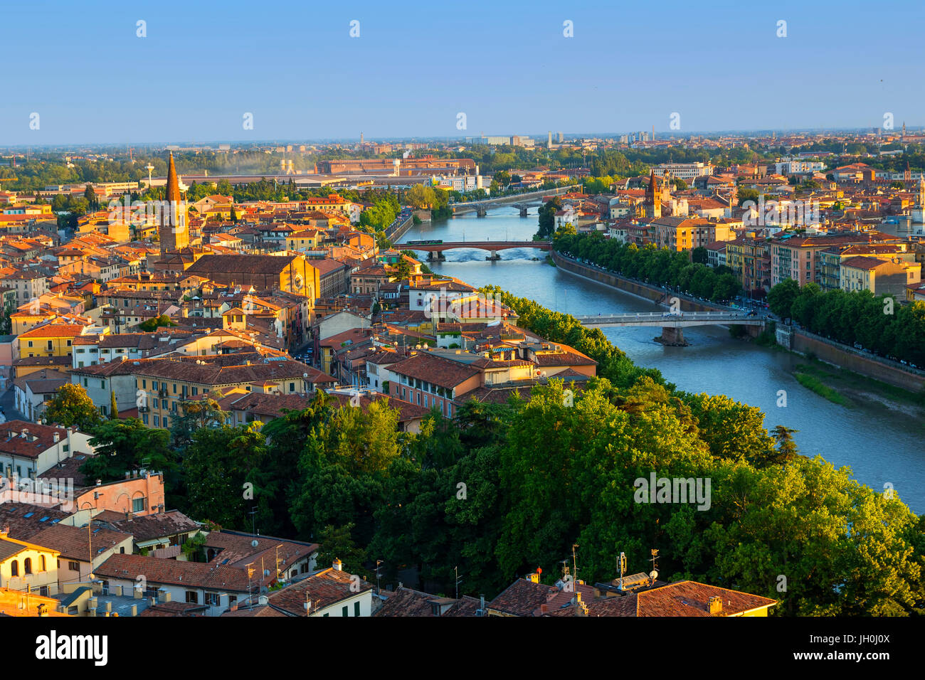 Overview of Verona and Adige River from Castel San Pietro Stock Photo ...
