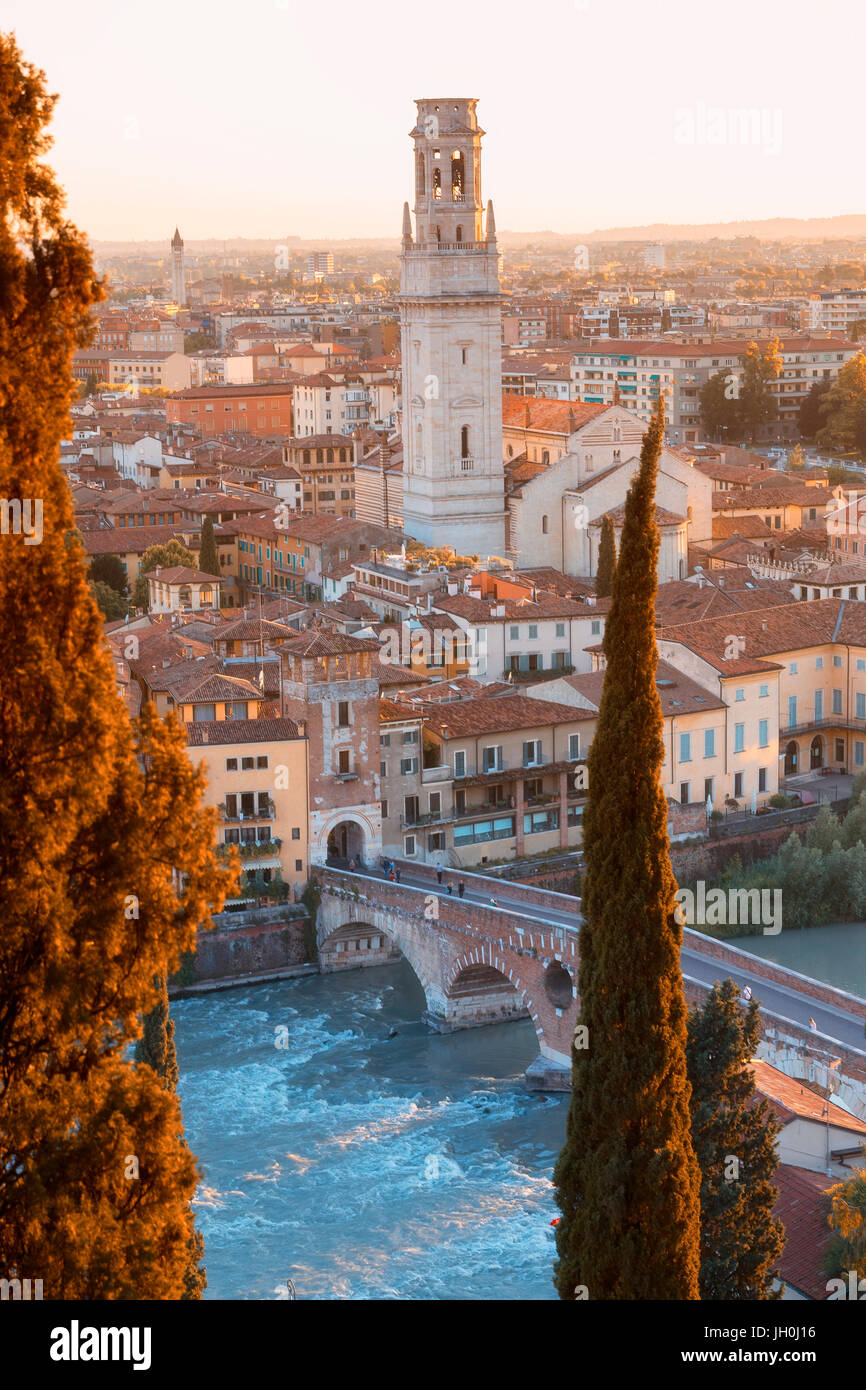Overview of Verona and Adige River from Castel San Pietro Stock Photo ...