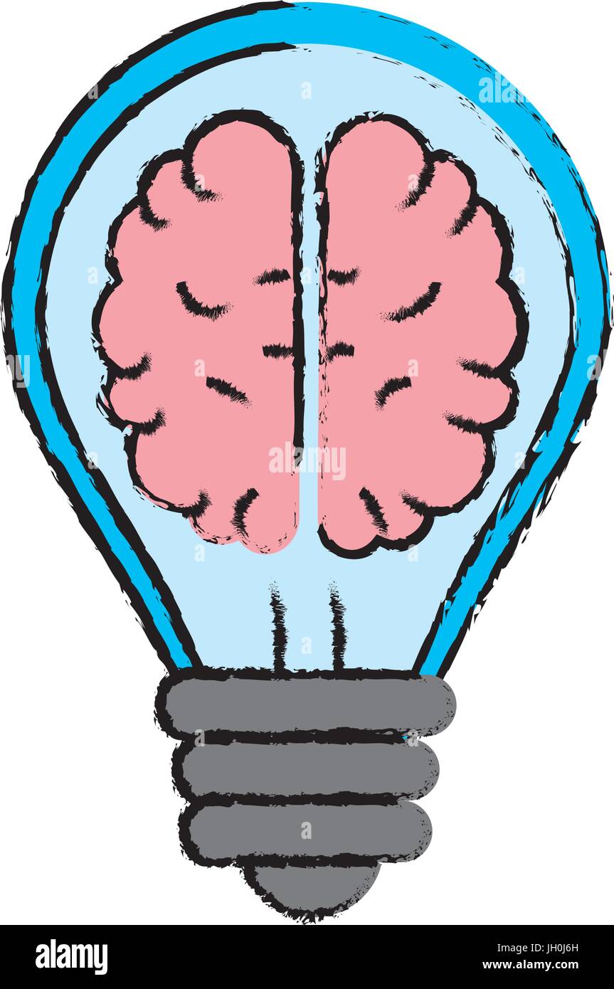 creative bulb with brain inside over white background Stock Vector ...