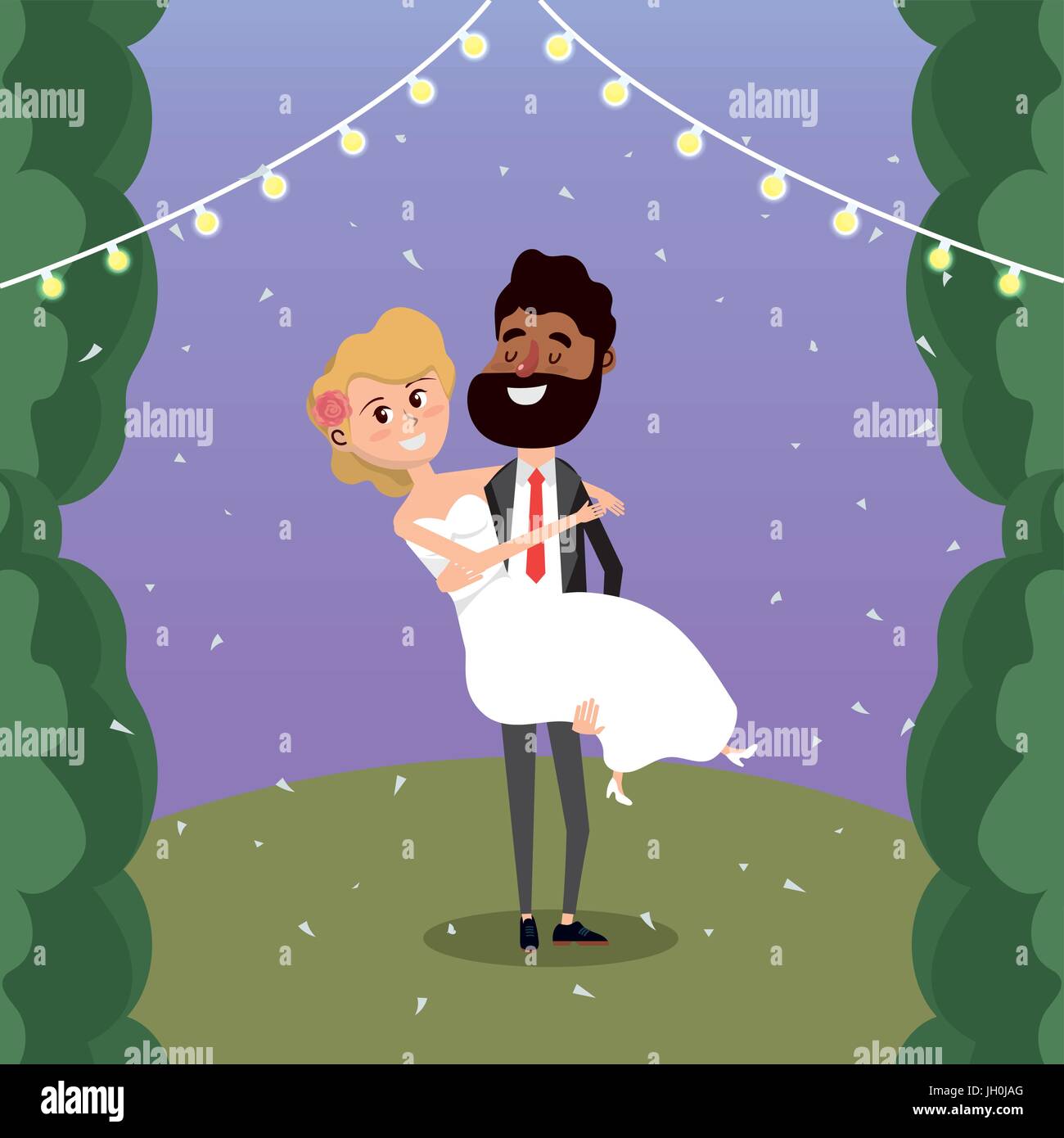 couple married with lights decoration design Stock Vector Image & Art ...