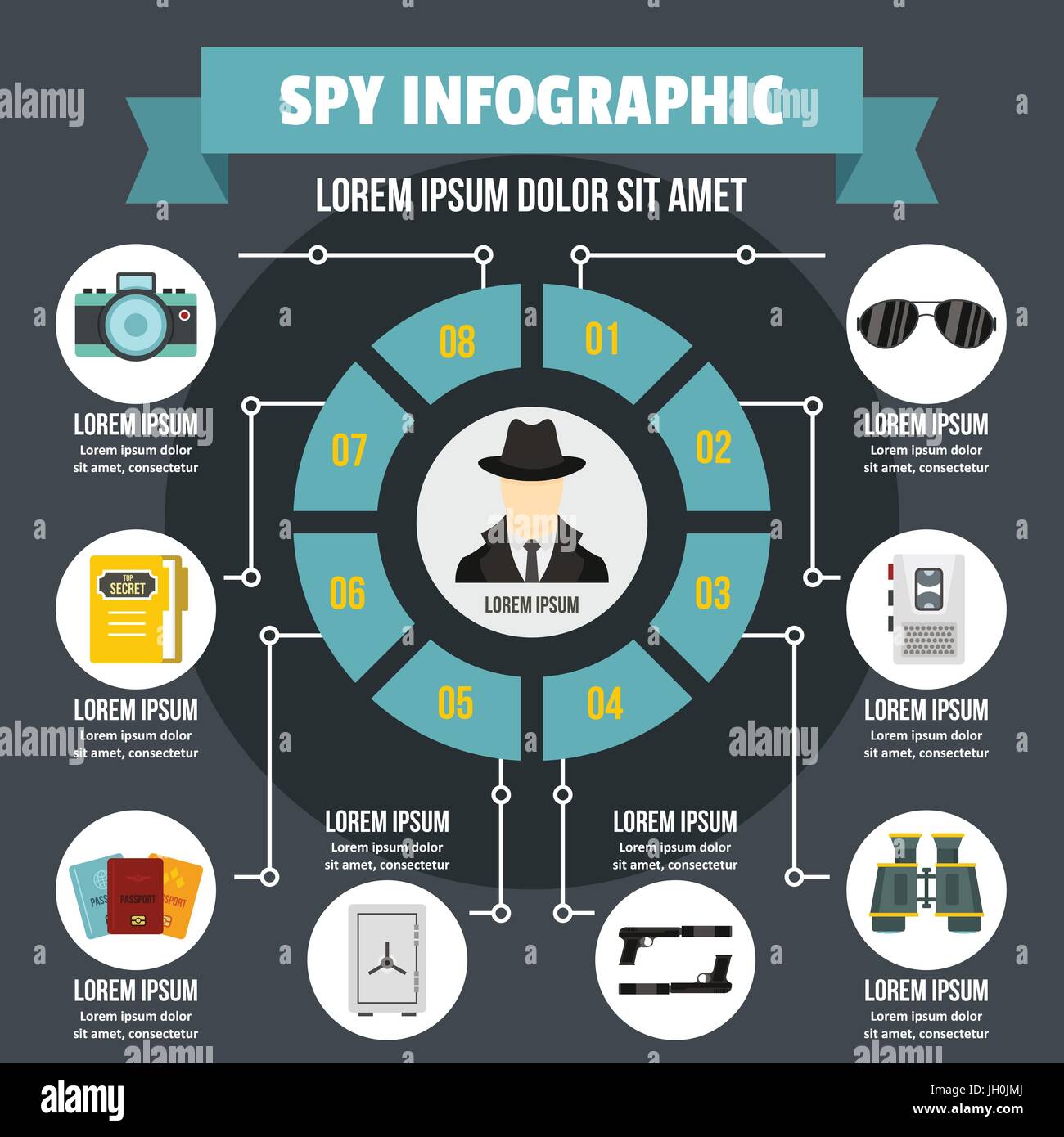 Spy infographic concept, flat style Stock Vector Image & Art - Alamy