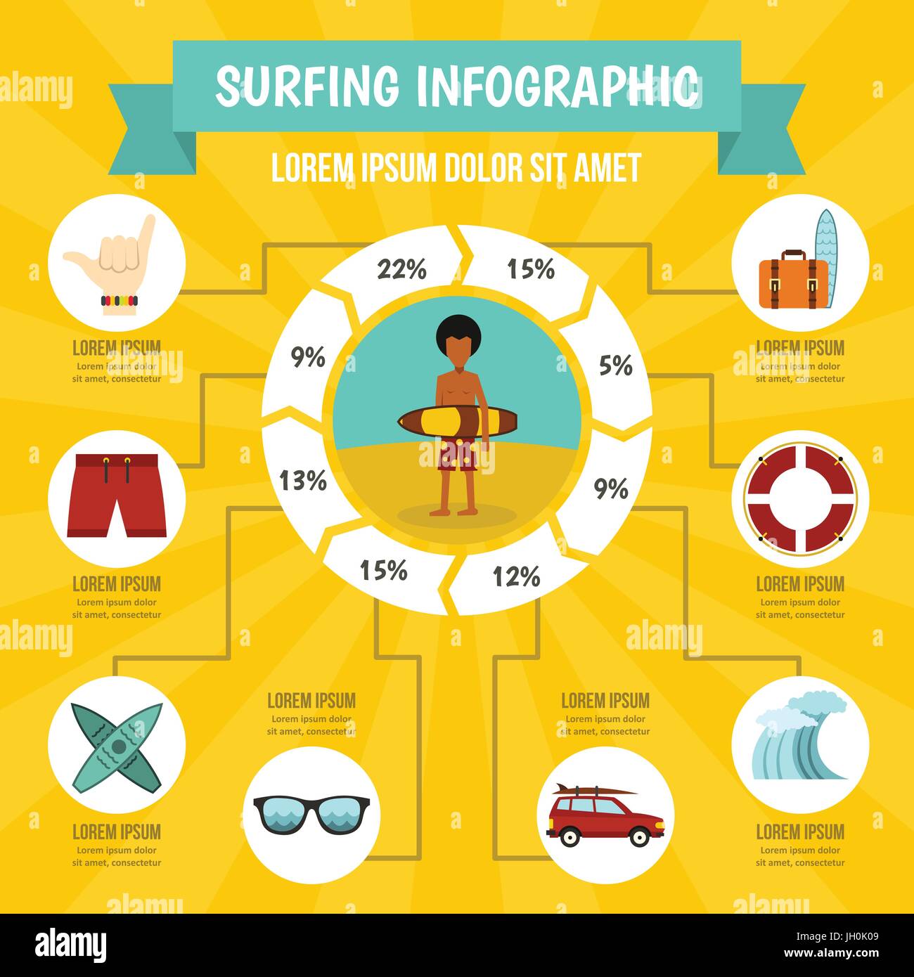Surfing infographic concept, flat style Stock Vector Image & Art - Alamy