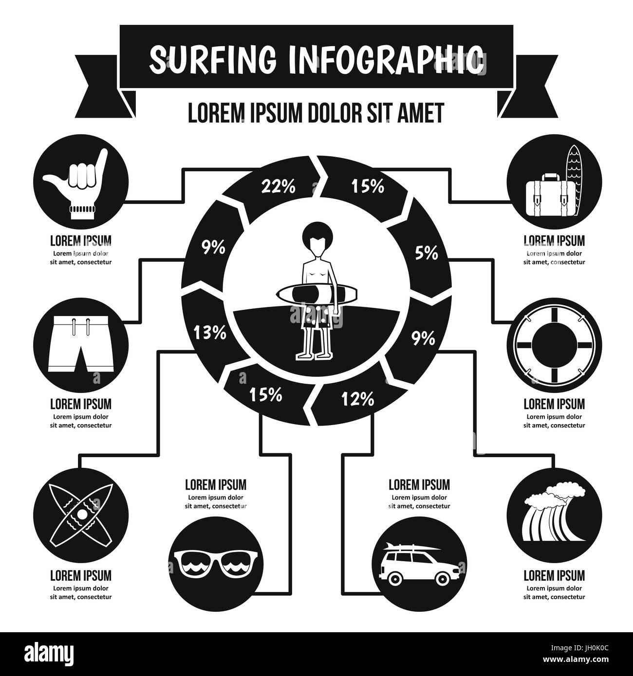 Surfing infographic concept, simple style Stock Vector Image & Art - Alamy
