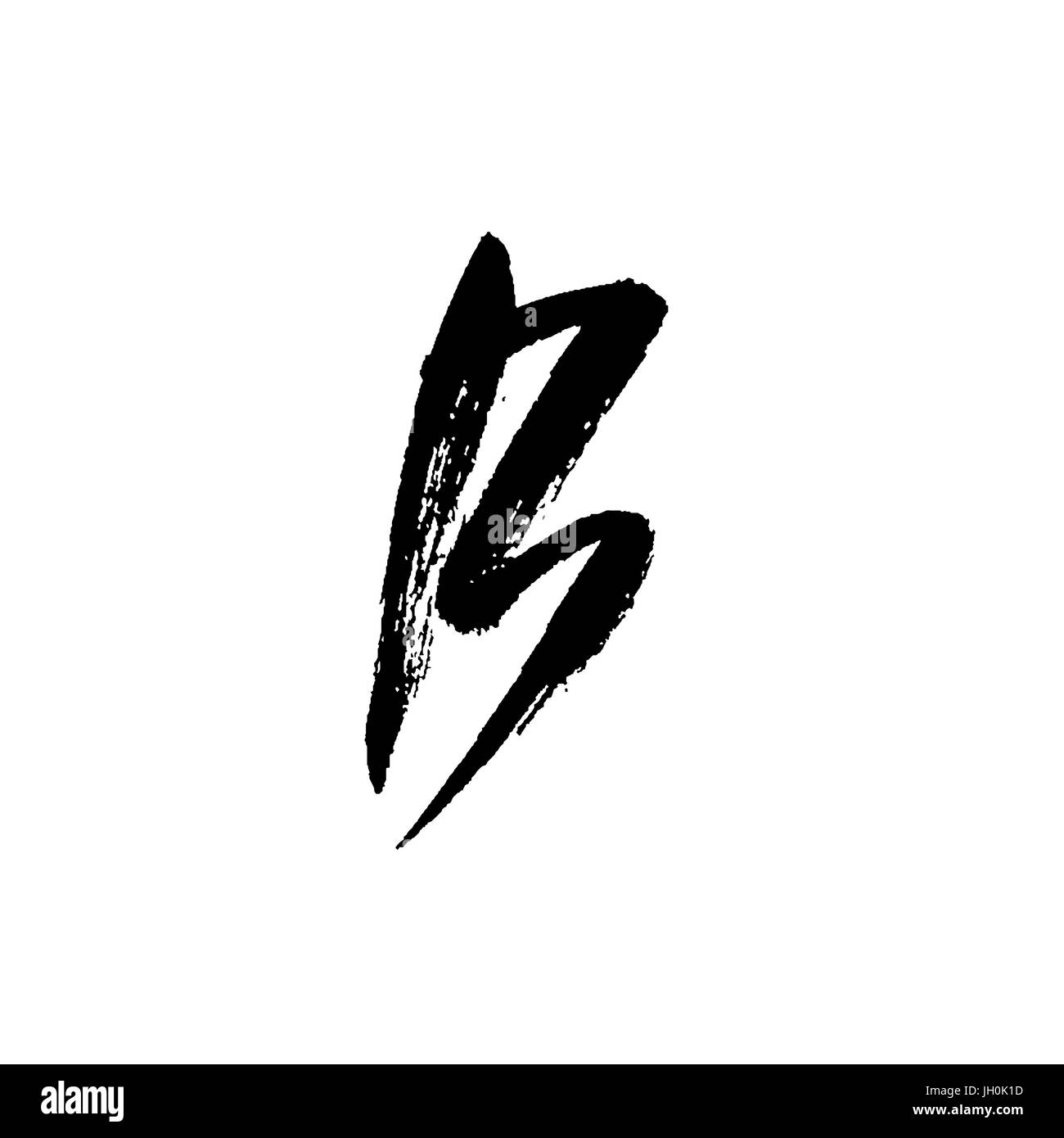 Letter b. Handwritten by dry brush. Rough strokes font. Vector ...