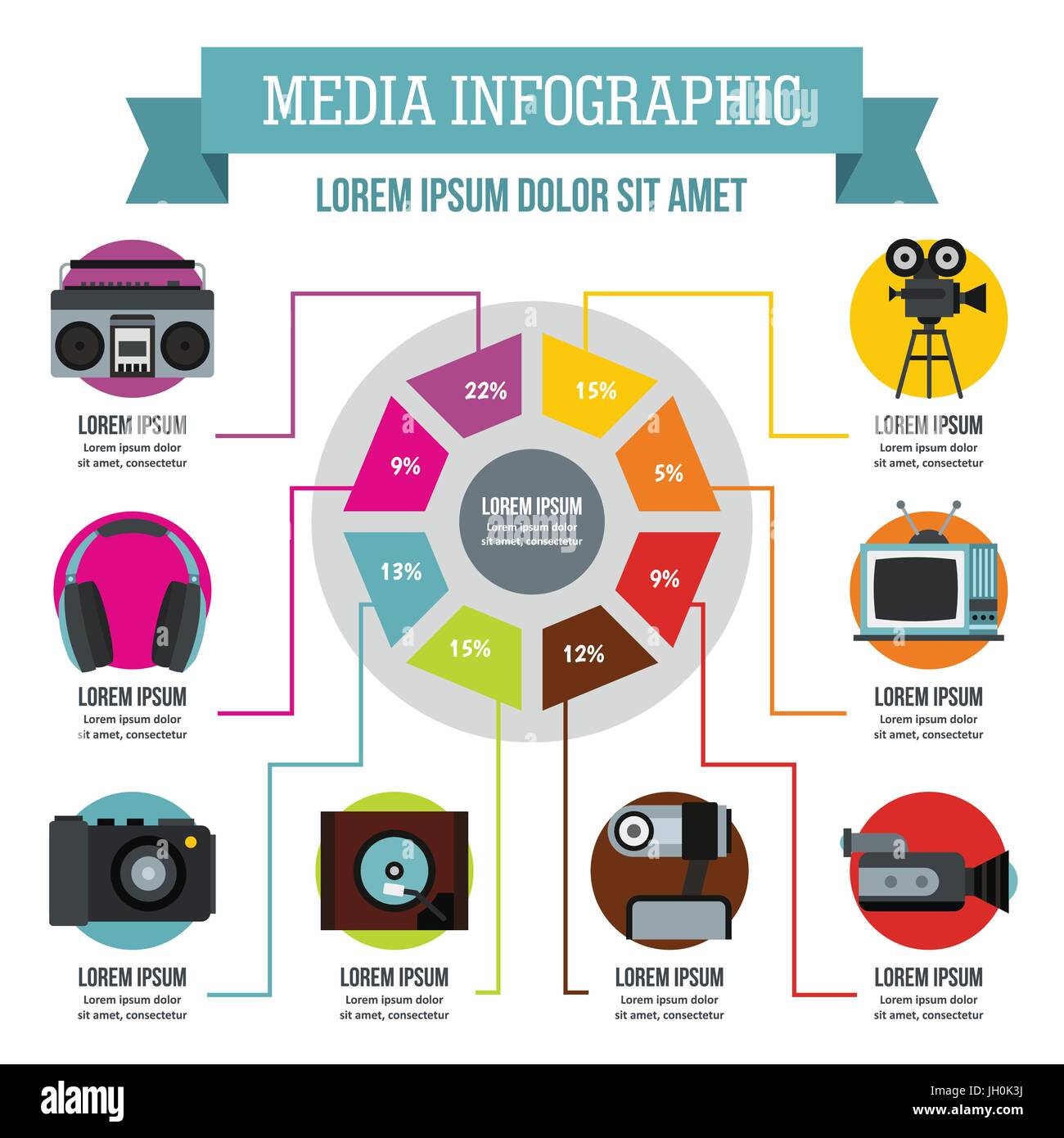 Media infographic concept, flat style Stock Vector Image & Art - Alamy