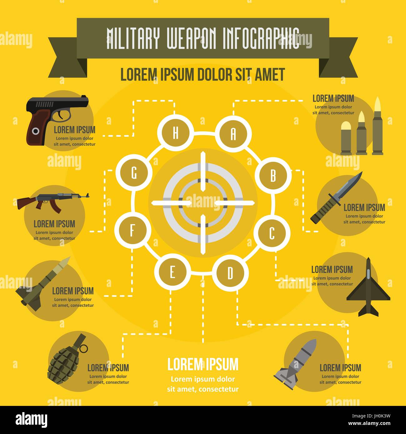 Military weapon infographic concept, flat style Stock Vector Image ...