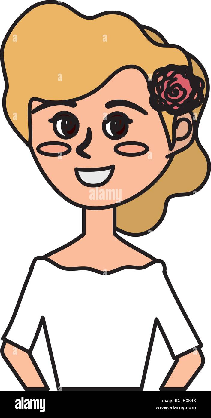 happy bride with hairstyle and elegant gown Stock Vector Image & Art - Alamy