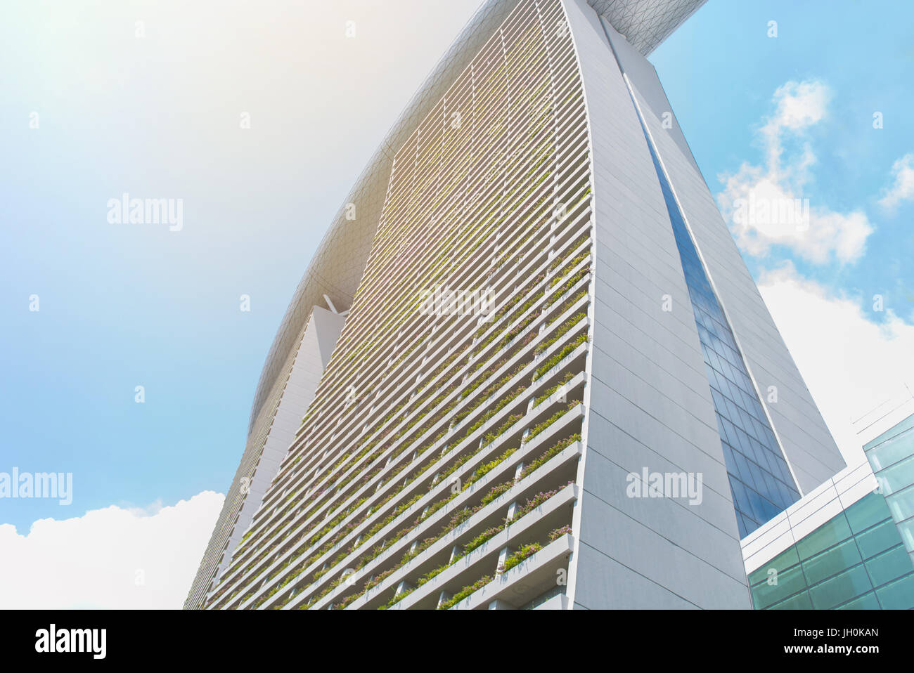 balcony of modern apartment building in the city downtown Stock Photo ...