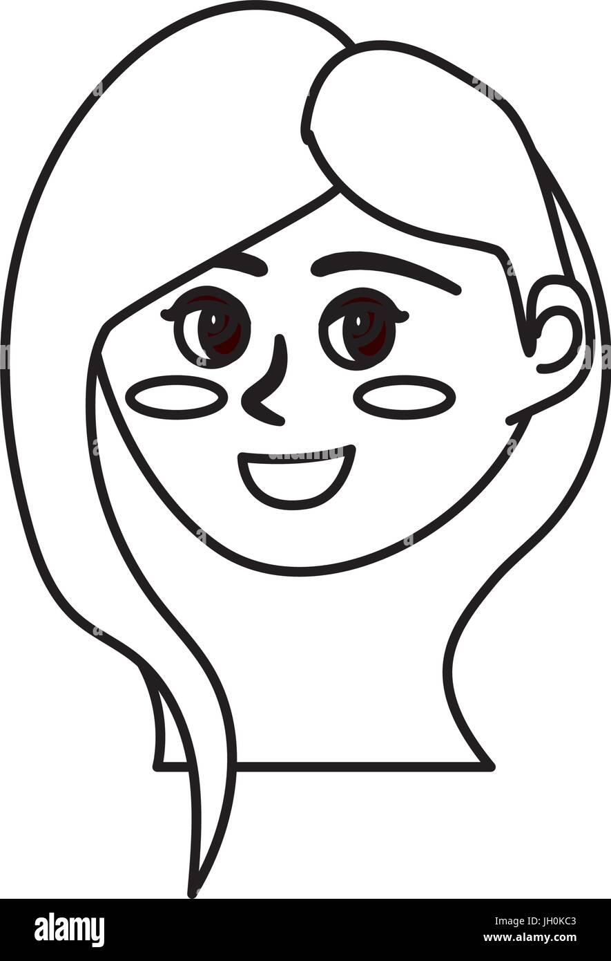 line avatar happy woman face with hairstyle design Stock Vector Image ...