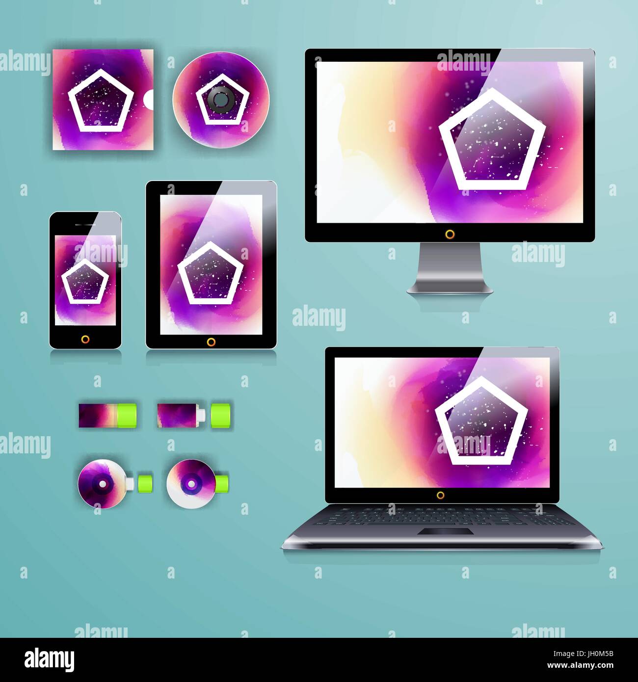 Corporate identity template with color elements. Vector company ...