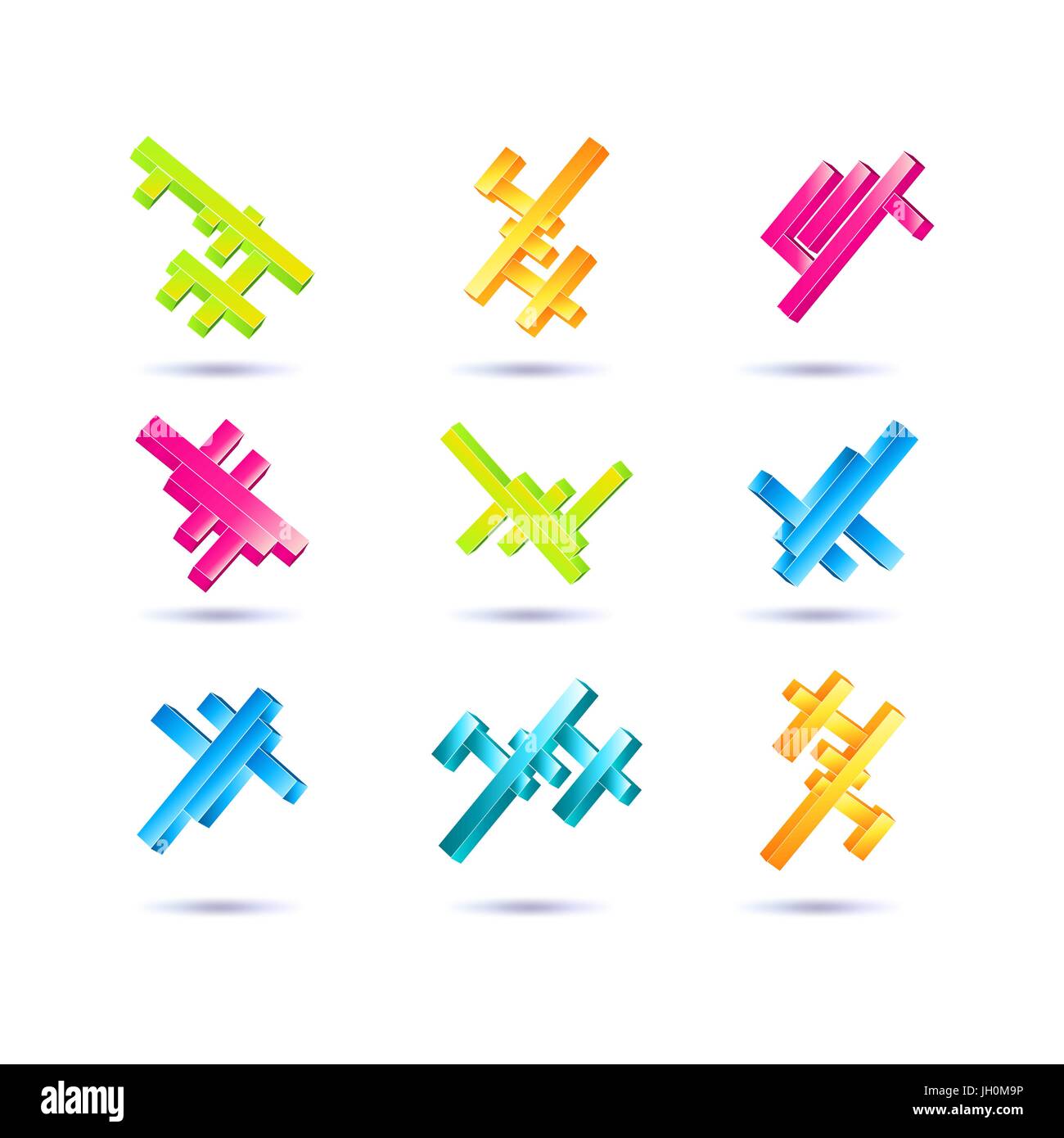 Set of symbol and shapes. Trendy icons and logotypes. Business signs ...