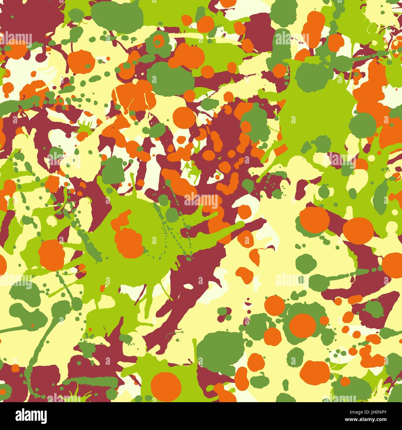 Maroon orange yellow green artistic ink paint splashes seamless pattern ...