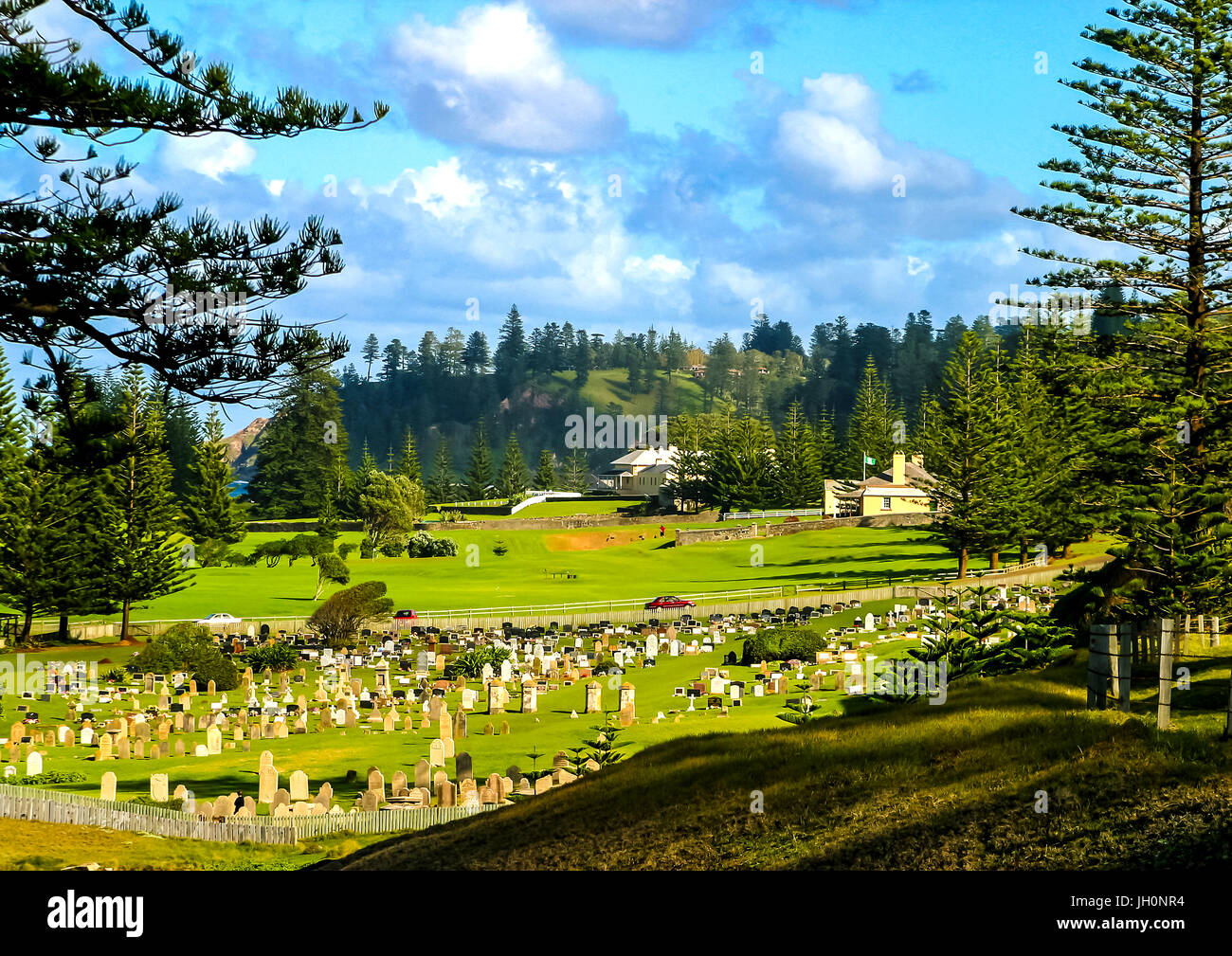 Kingston Cemetery on shores of Cemetery Bay on Norfolk Island Stock ...