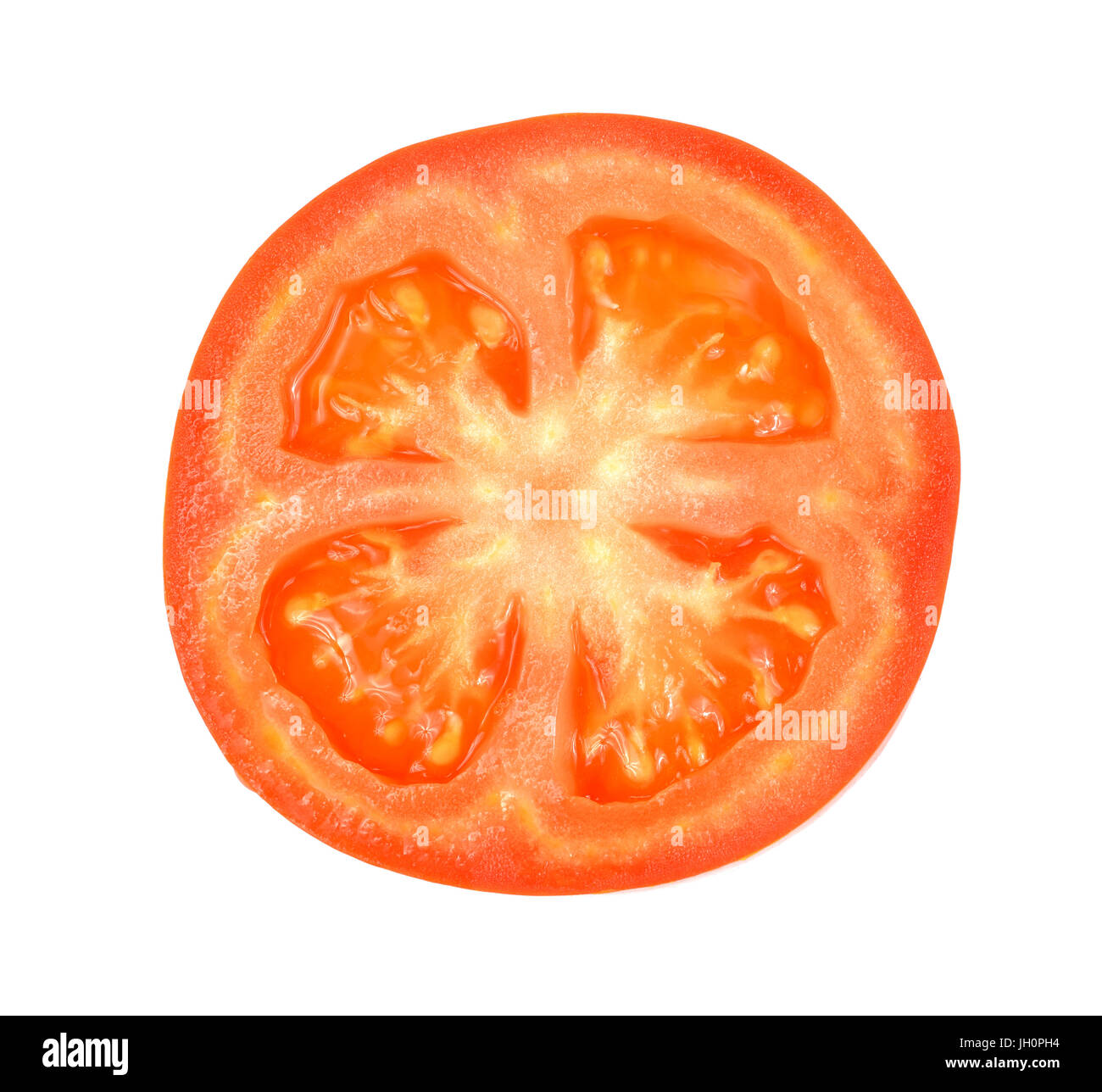 Tomato slice isolated on white background, top view, Half tomato on a ...