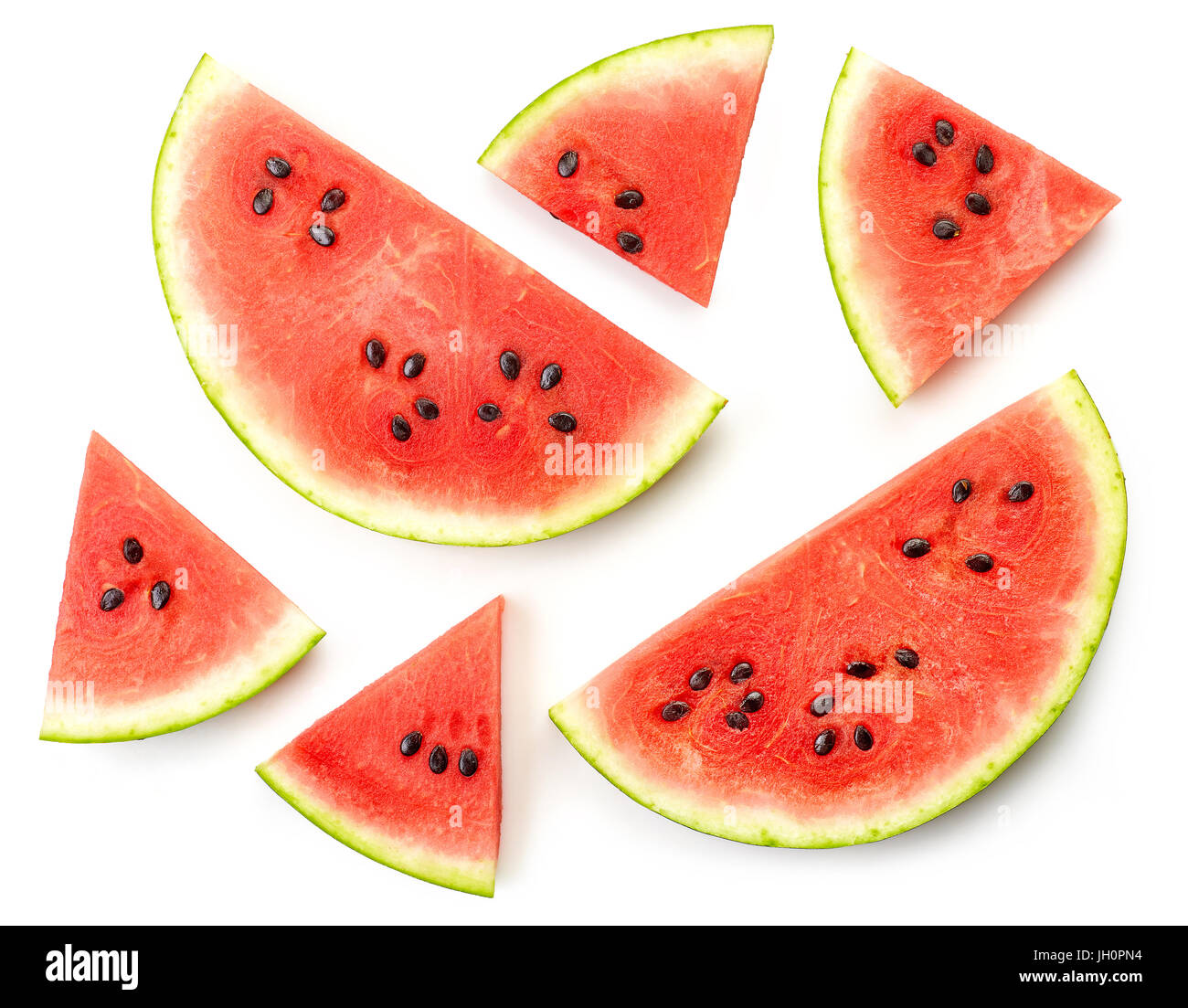 slices of watermelon isolated on white background, top view Stock Photo ...