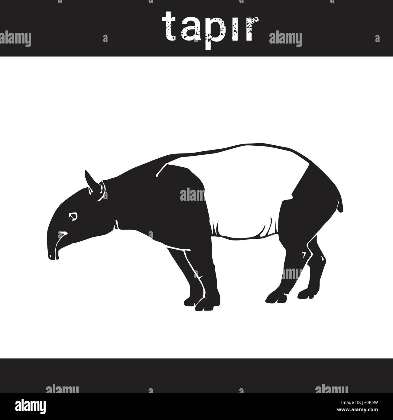 Silhouette Tapir In Grunge Design Style Animal Icon Stock Vector Image ...