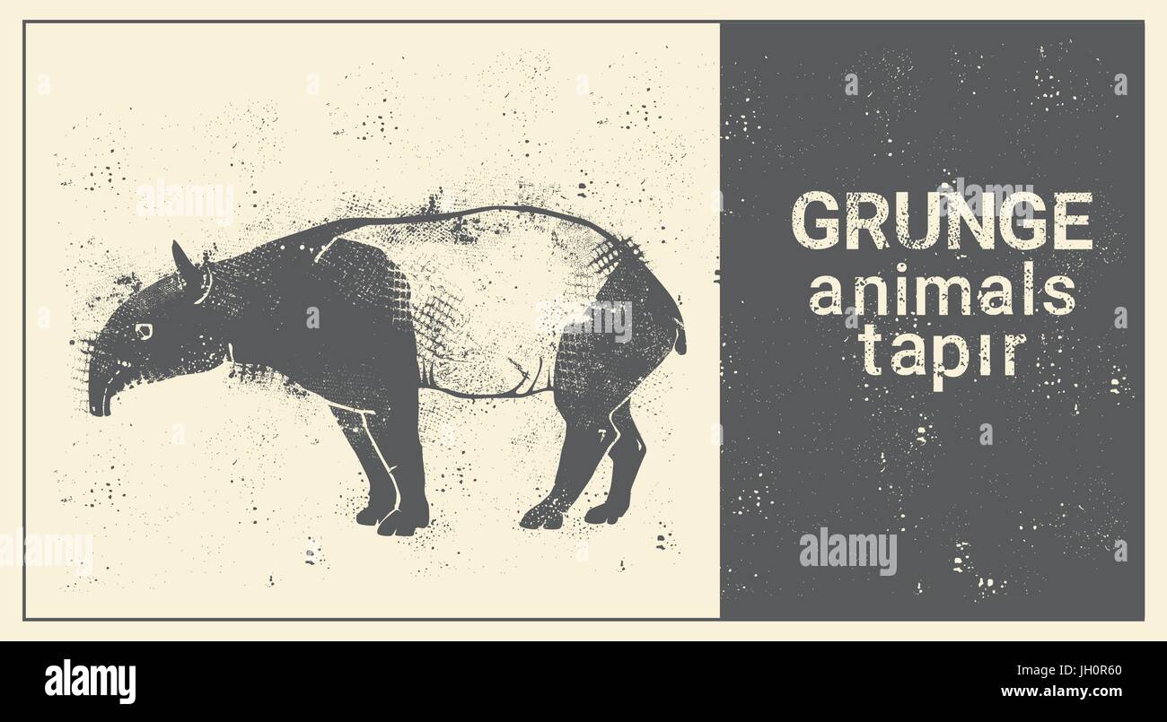 Silhouette Tapir In Grunge Design Style Animal Icon Stock Vector Image ...