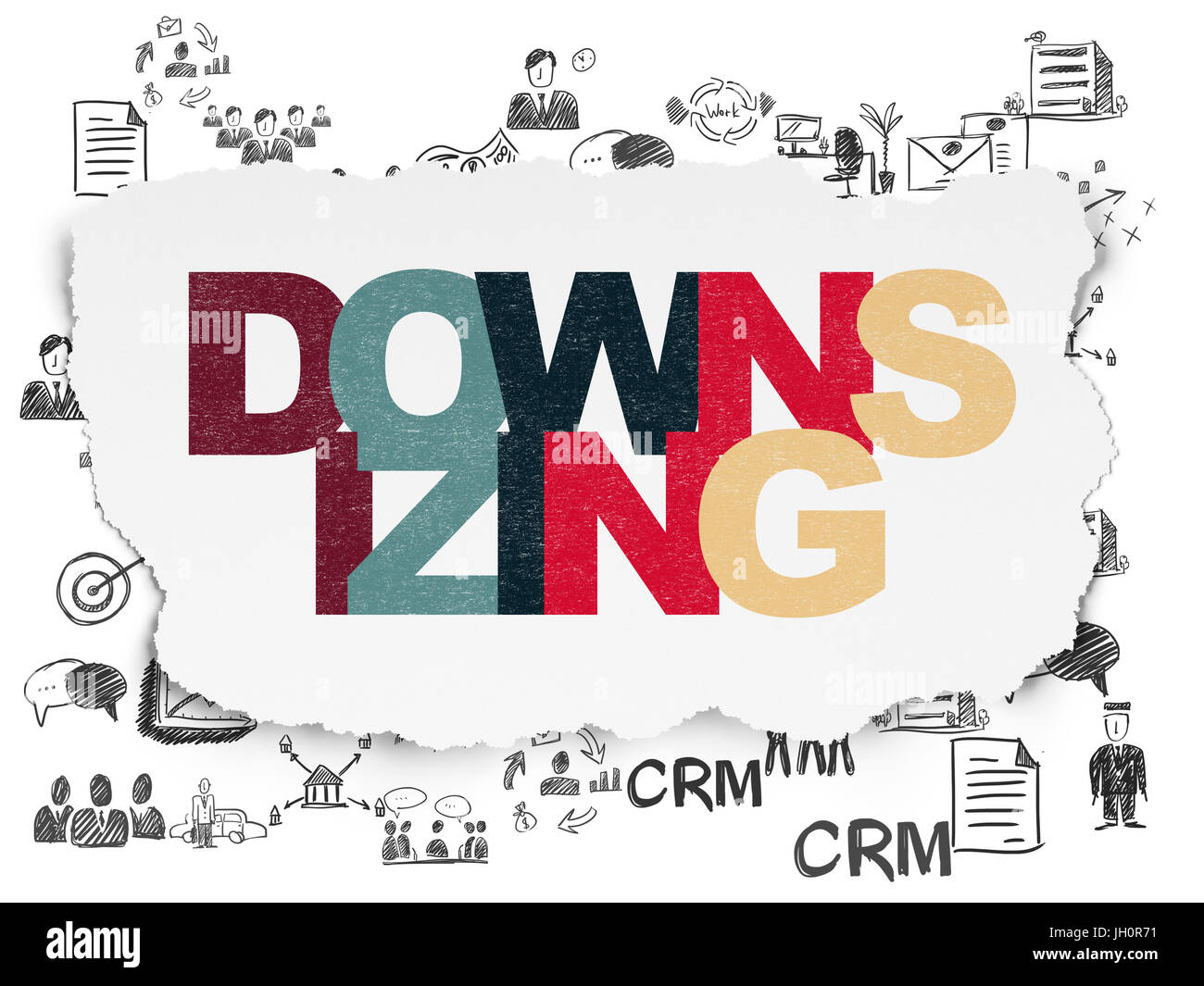 Business concept: Downsizing on Torn Paper background Stock Photo - Alamy