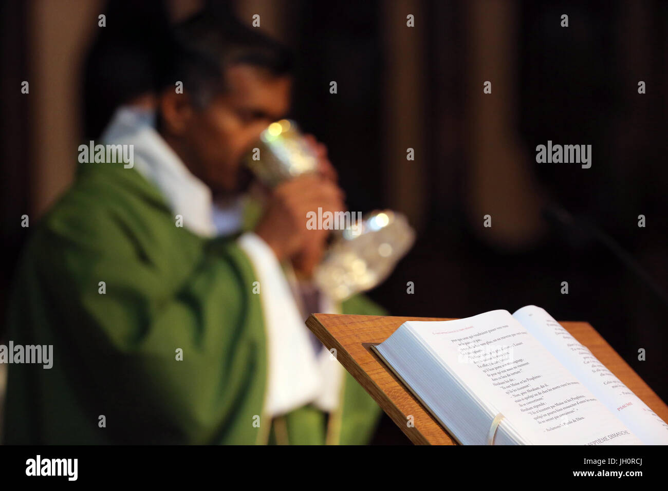 Catholic mass. Eucharist celebration. France Stock Photo - Alamy