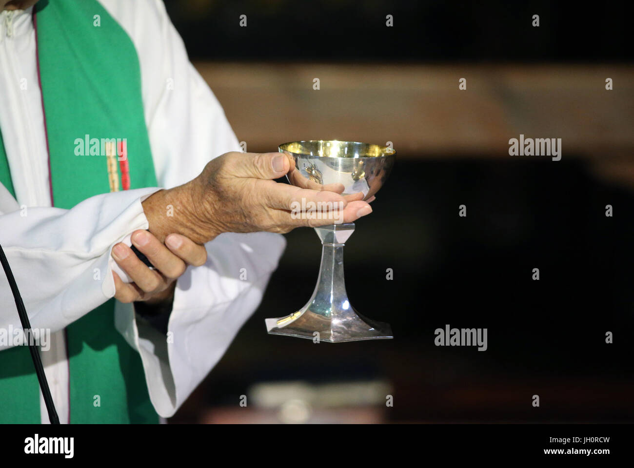 Catholic mass. Eucharist celebration. France Stock Photo - Alamy