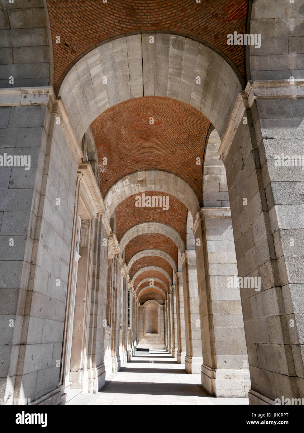 Corridor archway at Palacio Real de Madrid or Royal Palace of Madrid in ...