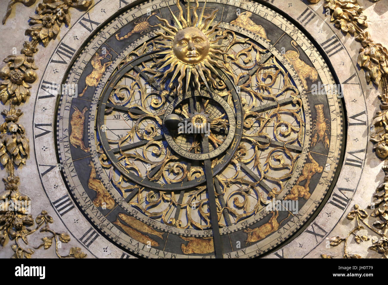 Hour dial. Astronomical clock of St. ohn. Lyon Cathedral. France Stock ...