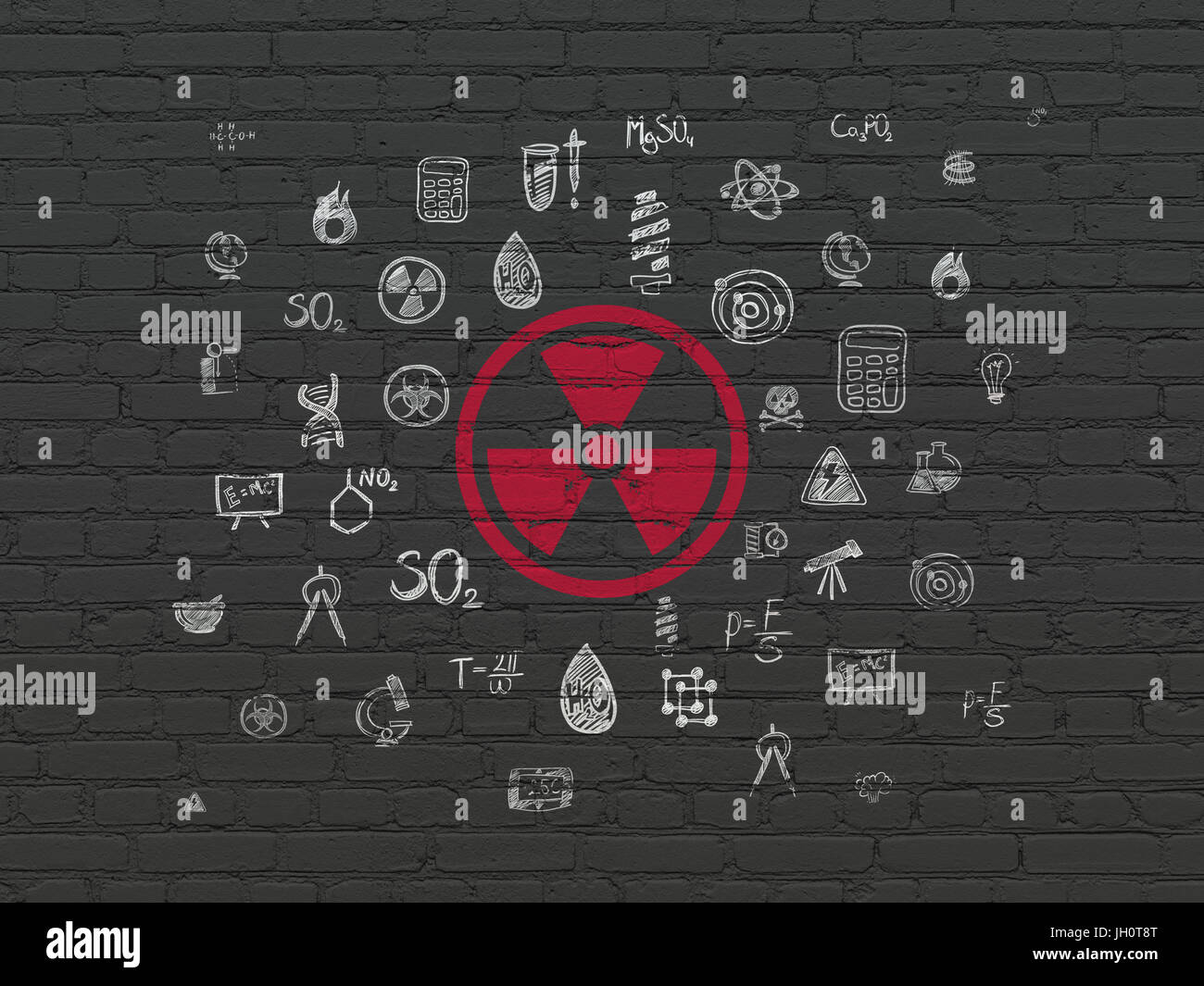 Science concept: Radiation on wall background Stock Photo - Alamy