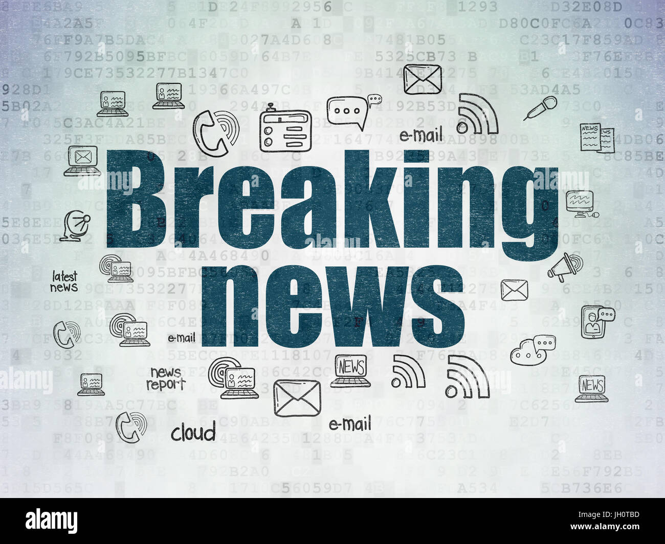 News concept: Breaking News on Digital Data Paper background Stock ...