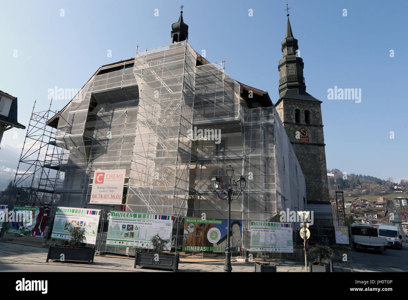 Restoration of Saint Gervais baroque church. Scaffold. France Stock ...