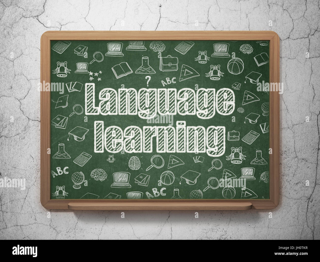 Studying concept: Language Learning on School board background Stock ...