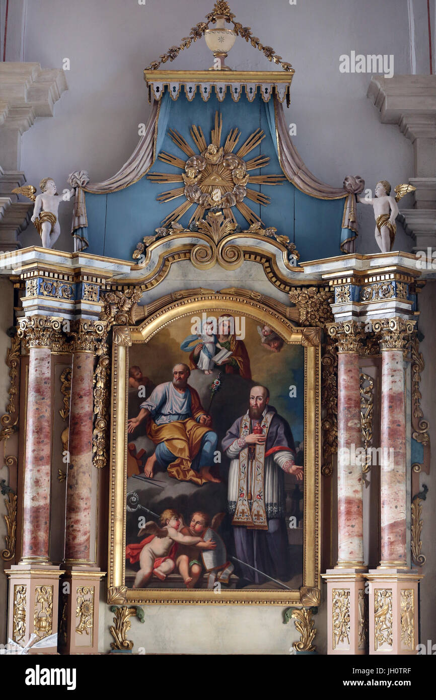 Restoration of Saint Gervais baroque church. Francis de Sales. France ...