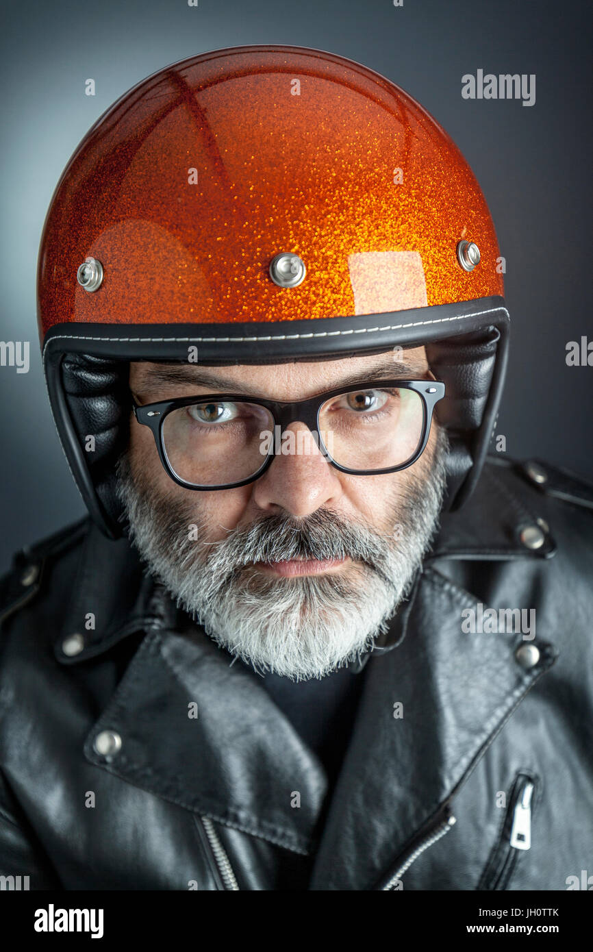 portrait of biker studio shot Stock Photo - Alamy