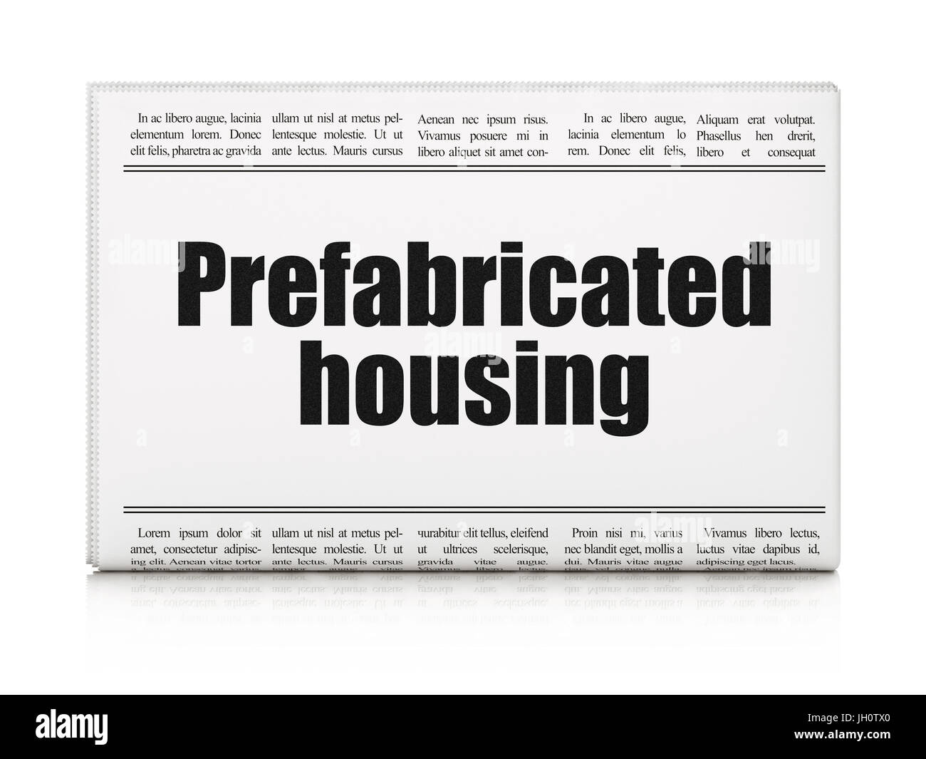 Building construction concept: newspaper headline Prefabricated Housing ...