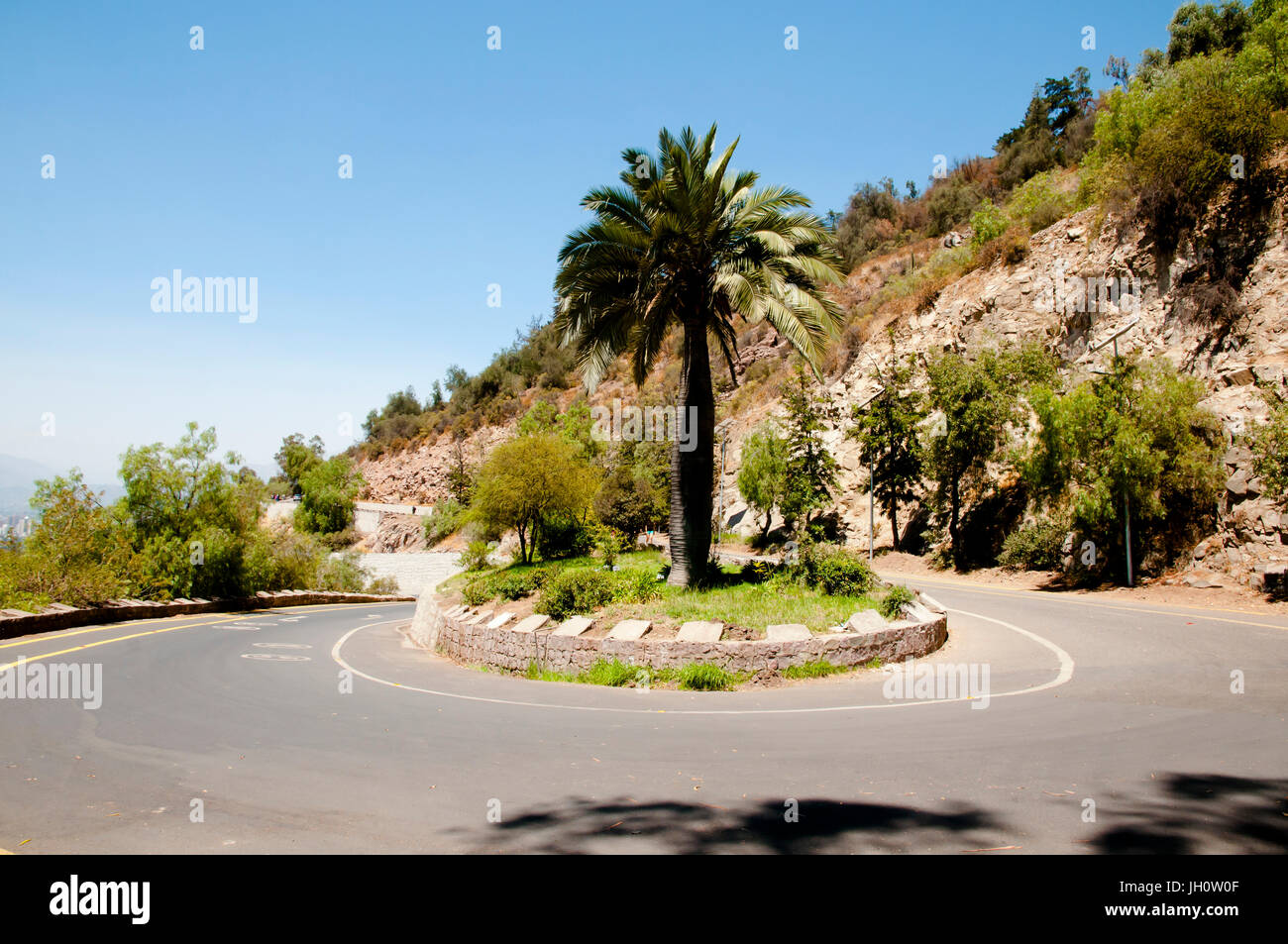 Curved Road on San Cristobal Hill - Santiago - Chile Stock Photo - Alamy