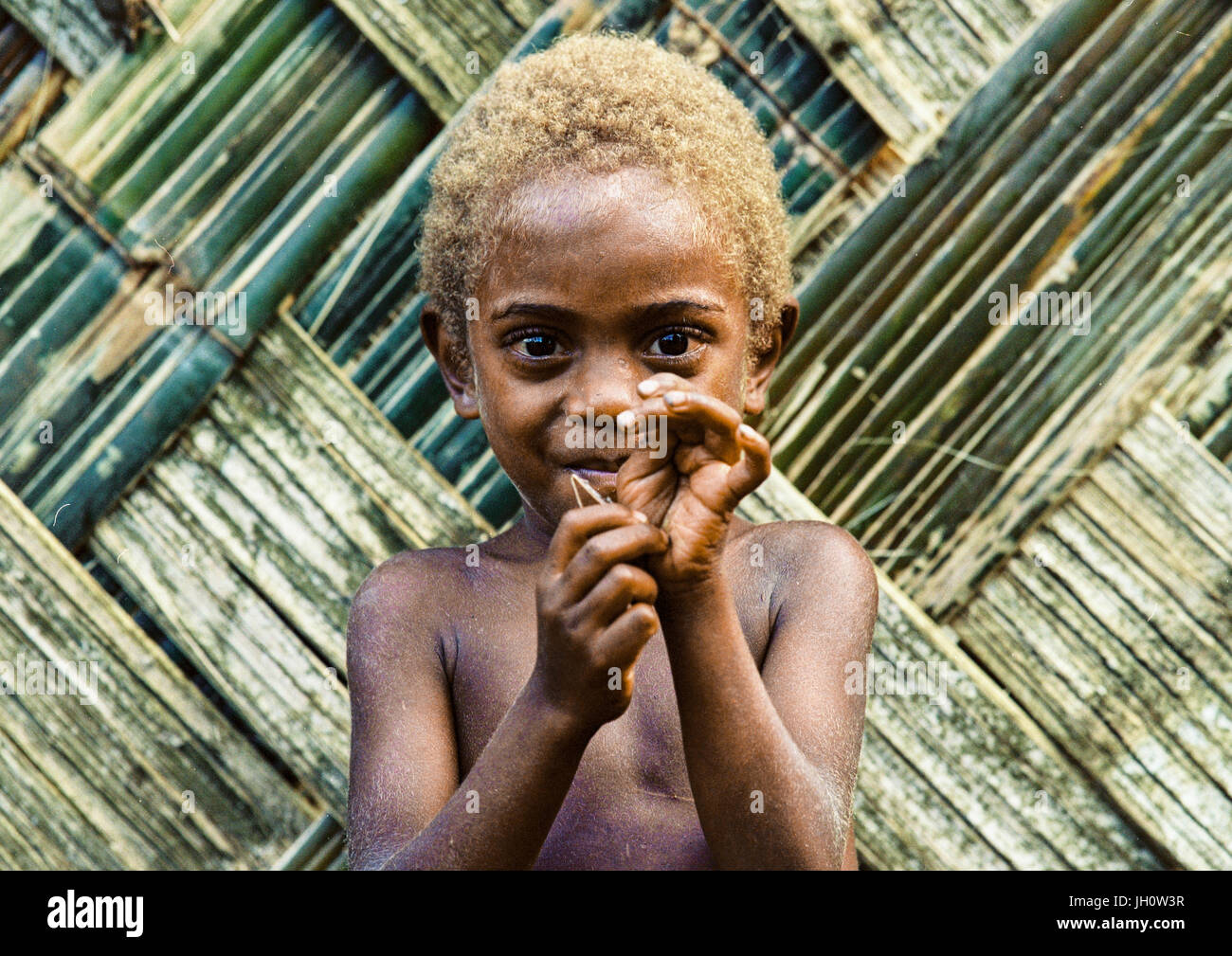 Portrait of a boy with blonde hair, Malampa Province, Malekula Island ...