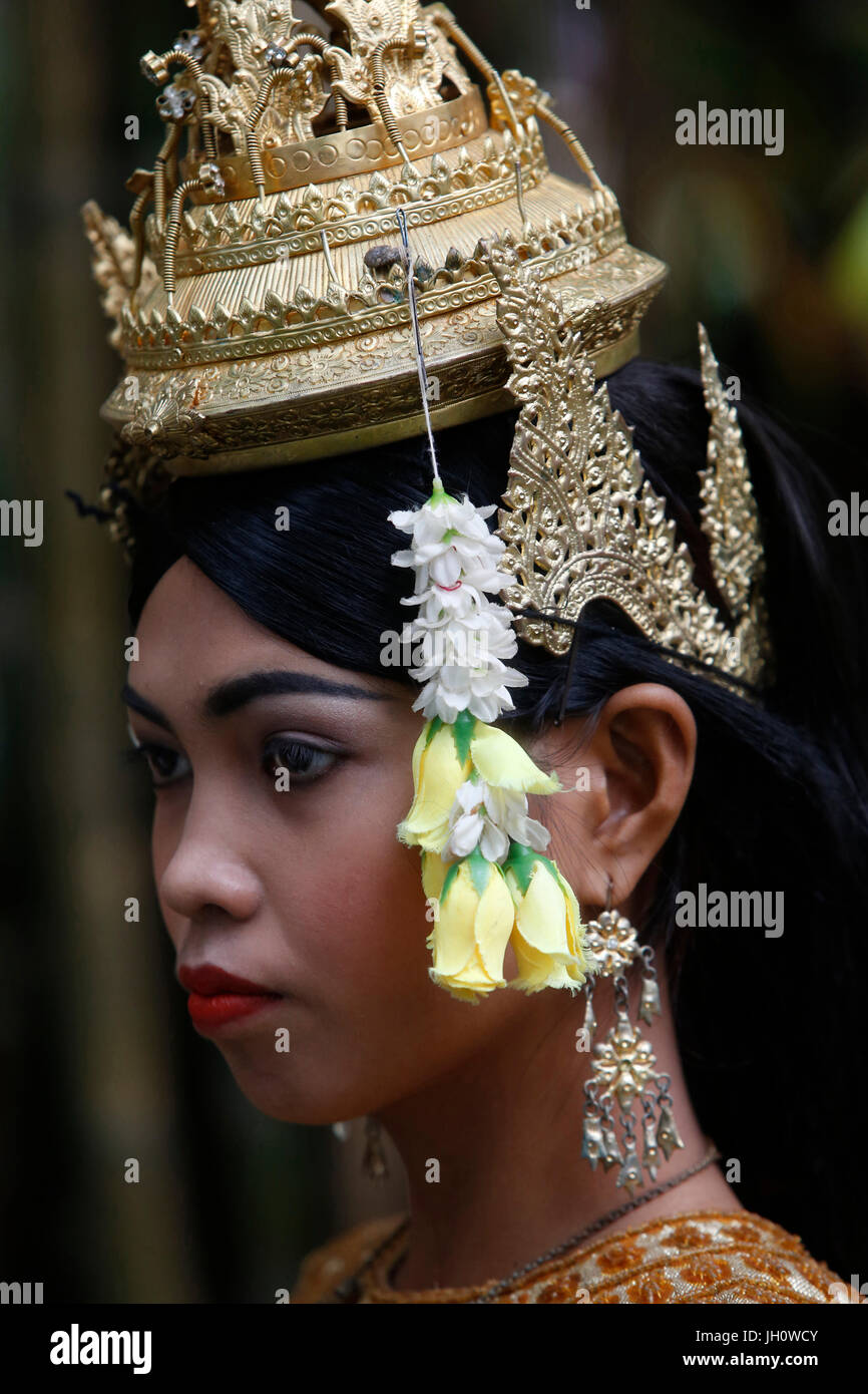 Assumption celebration outside Battambang catholic church, Battambang ...