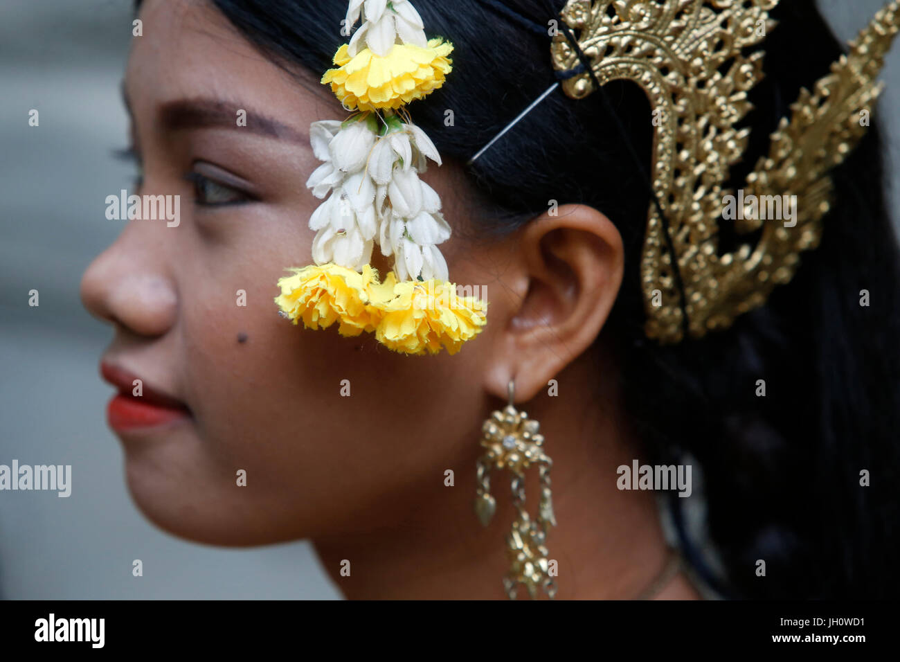 Assumption celebration outside Battambang catholic church, Battambang ...