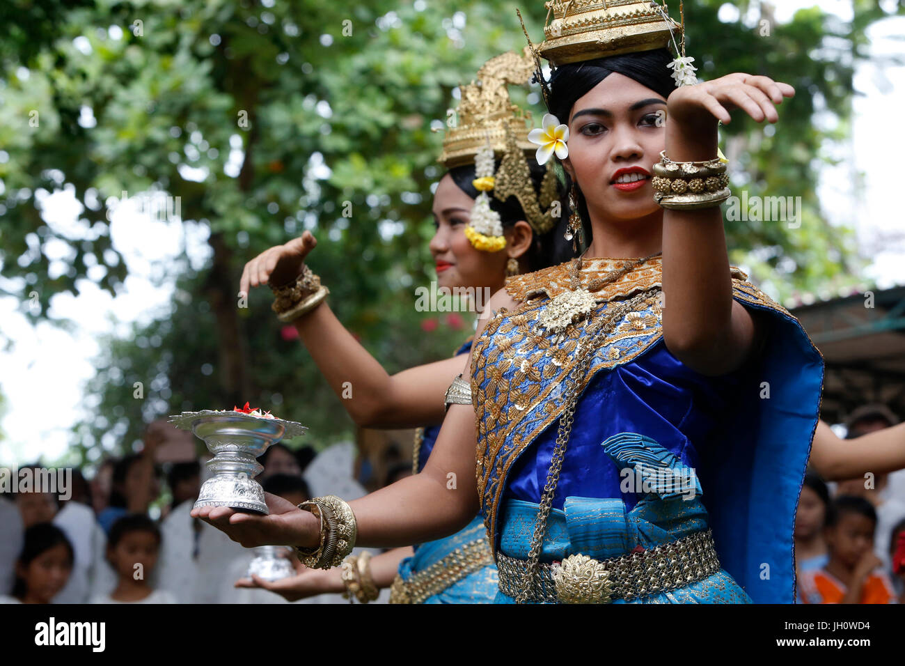 Assumption celebration outside Battambang catholic church, Battambang ...