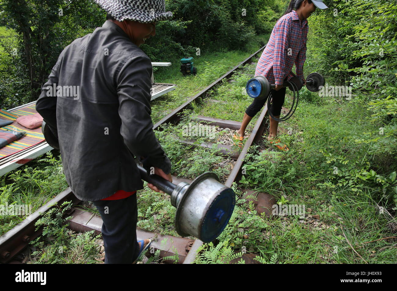 The Battambang bamboo train. Cambodia Stock Photo - Alamy