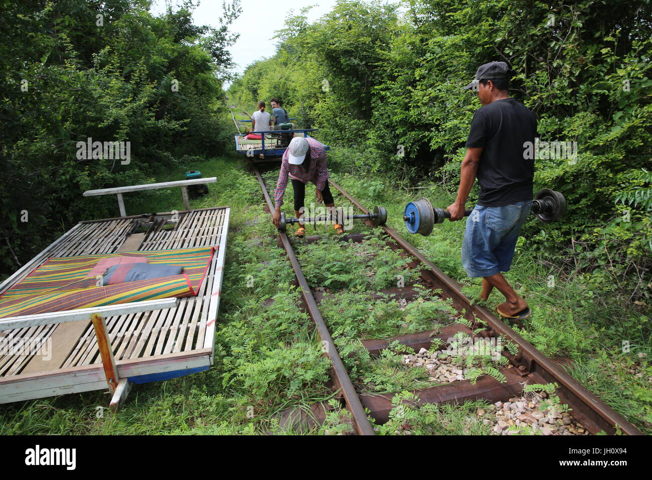 The Battambang bamboo train. Cambodia Stock Photo - Alamy