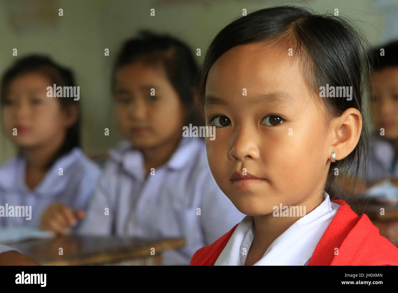 Laotian schoolgirl. Portrait. Elementary school. Laos Stock Photo - Alamy