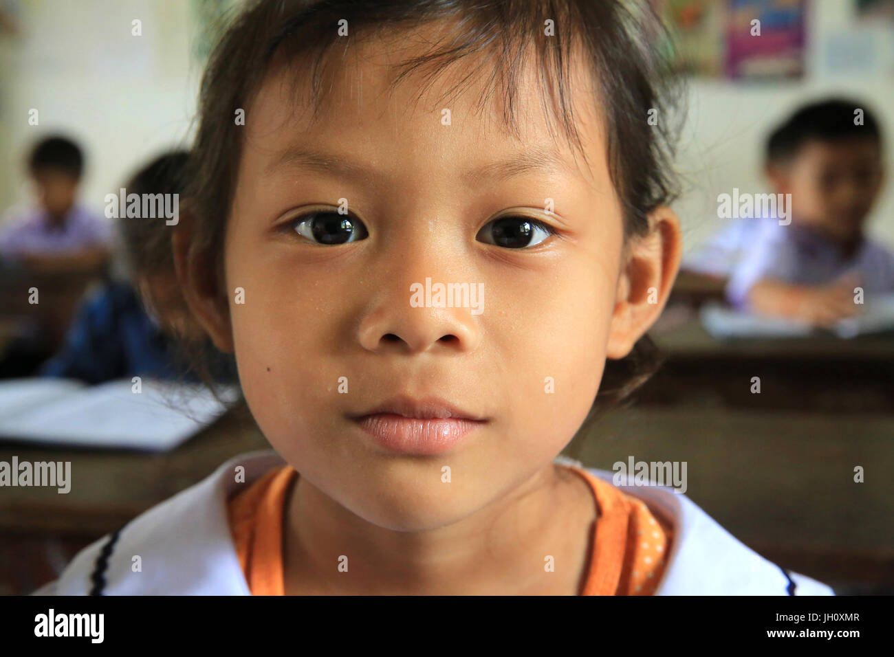 Laotian schoolgirl. Portrait. Elementary school. Laos Stock Photo - Alamy