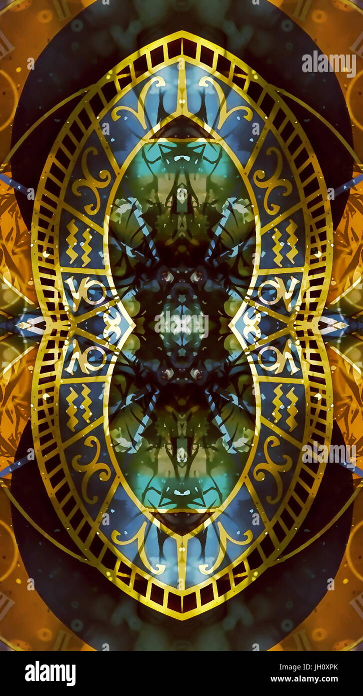 astrological symbol Zodiac. Abstract color background. Computer collage ...