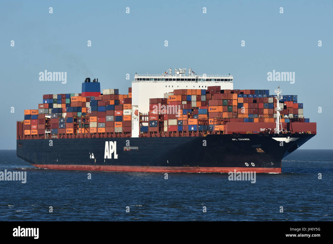 APL Changi passing Cuxhaven bound for Hamburg Stock Photo - Alamy