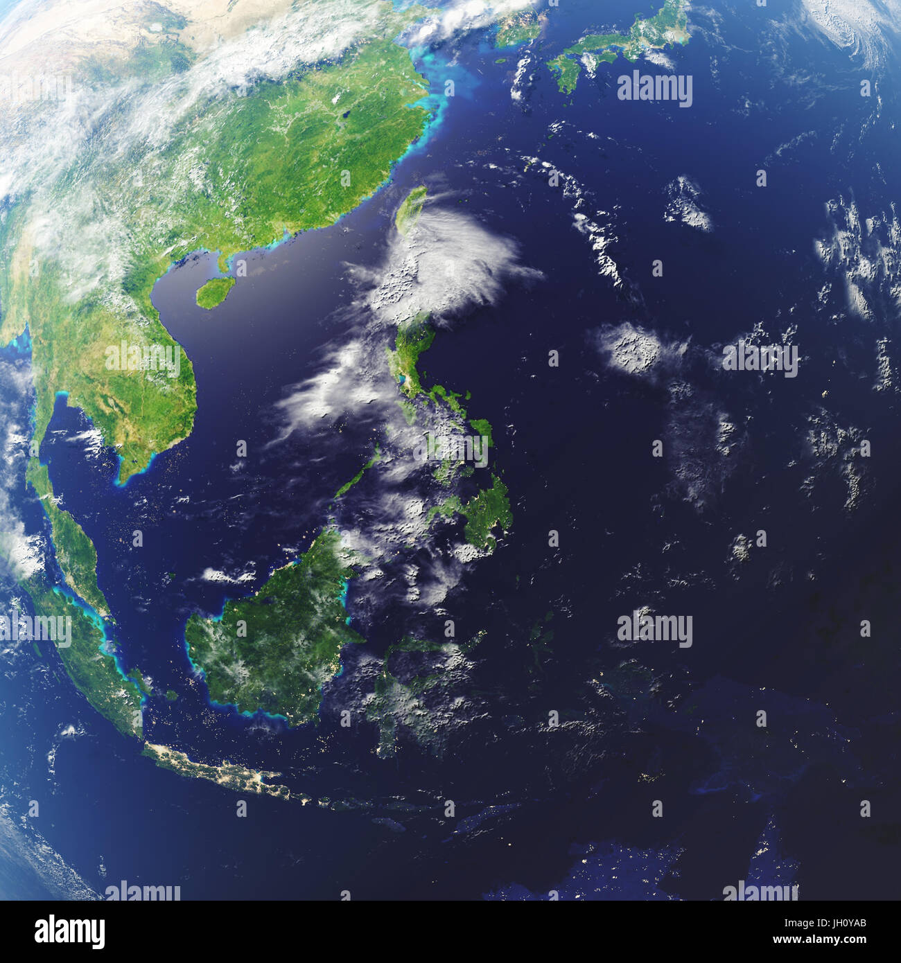 3D rendering Earth close-up view, top view. Near Space. Planet earth ...